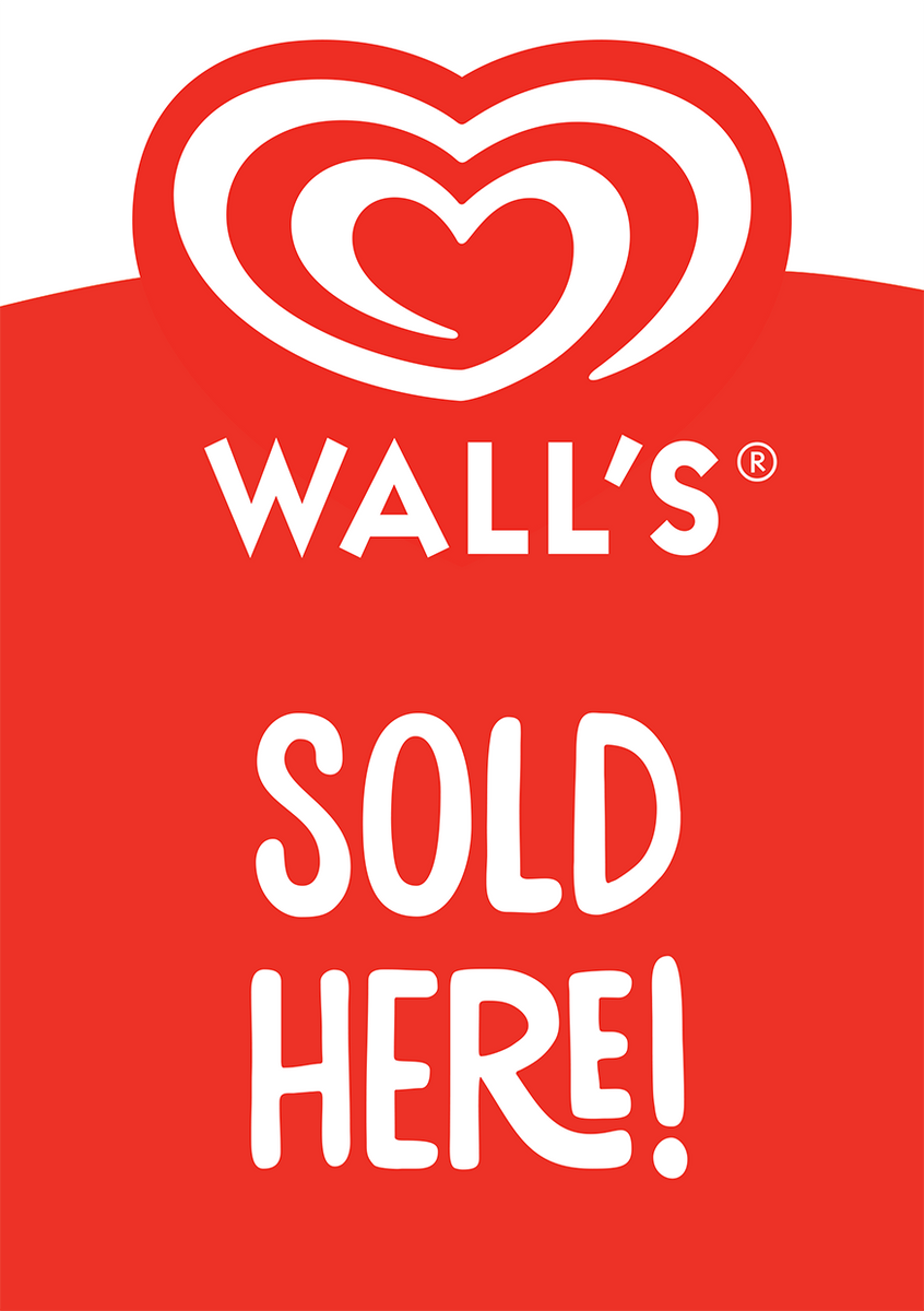 Wall's SOLD HERE - Window Cling for Shop Front